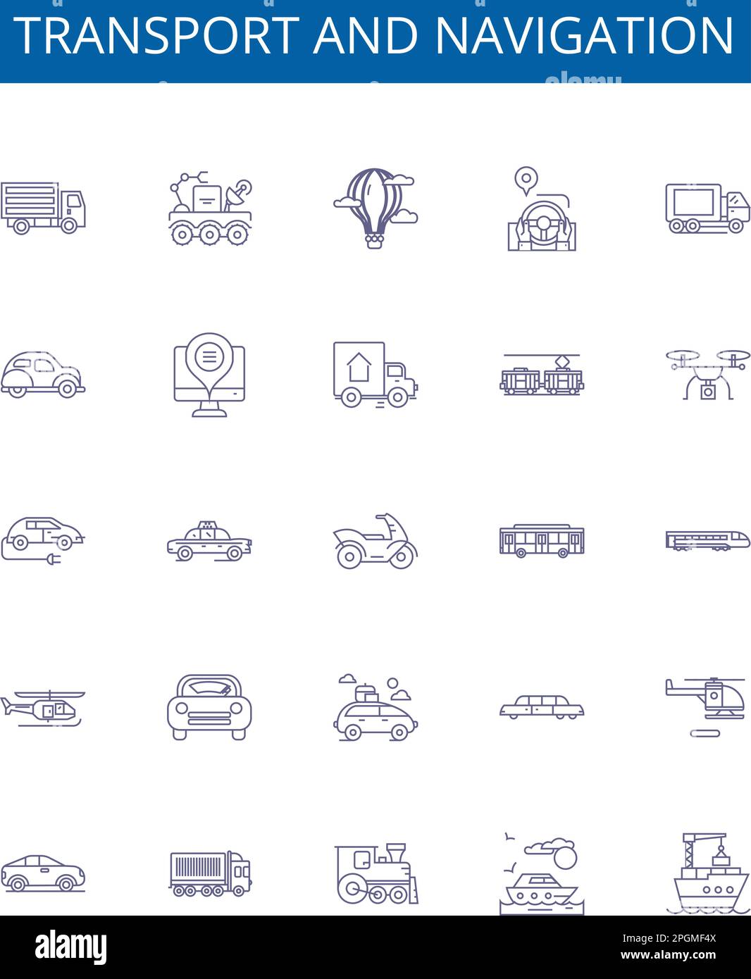 Transport and navigation line icons signs set. Design collection of Transportation, Navigation ...