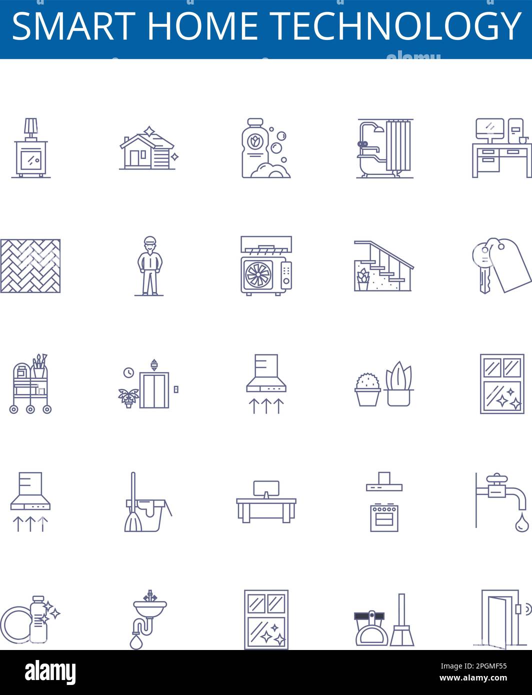 Smart home technology line icons signs set. Design collection of Smart ... Smart home technology line icons signs set. Design collection of Smart ...