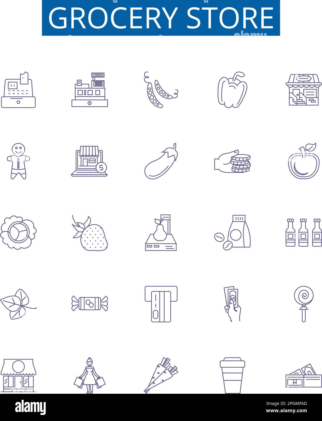 Grocery store line icons signs set. Design collection of Grocery, Store ...