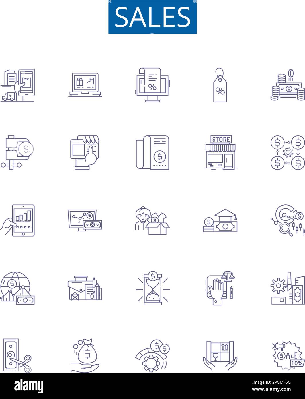 Sales line icons signs set. Design collection of Sales, Merchandising ...