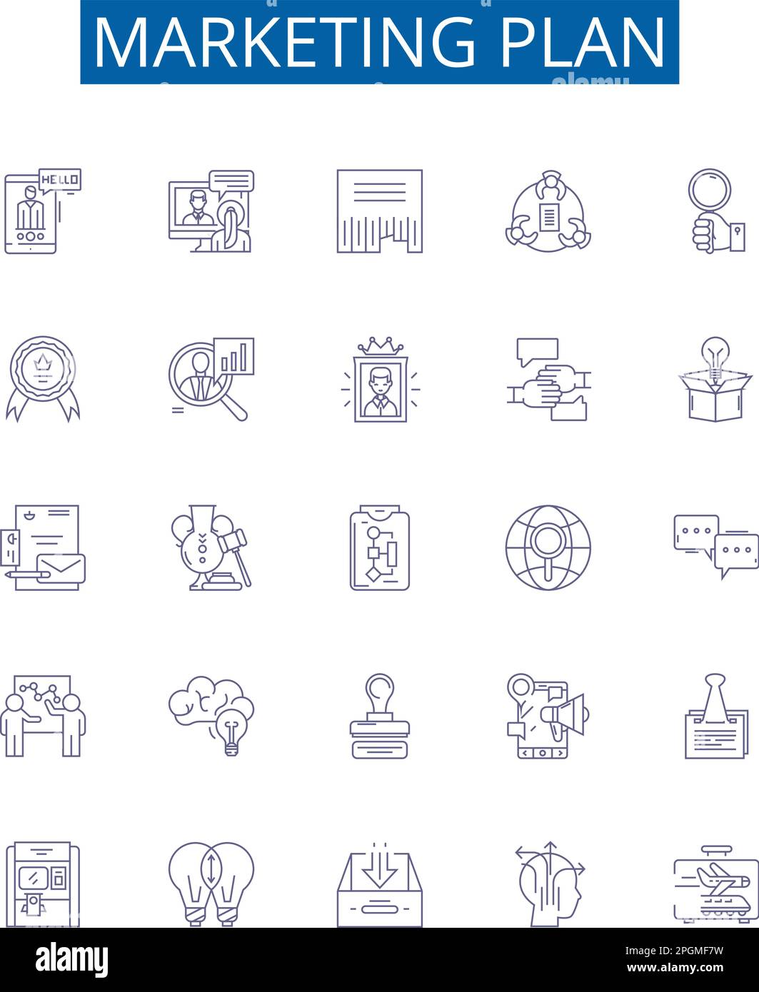 Marketing plan line icons signs set. Design collection of Campaign ...