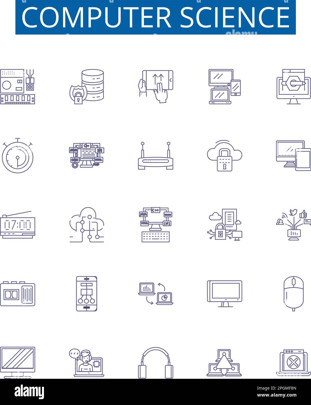Computer Science Line Icons Signs Set Design Collection Of Technology Algorithms Programming