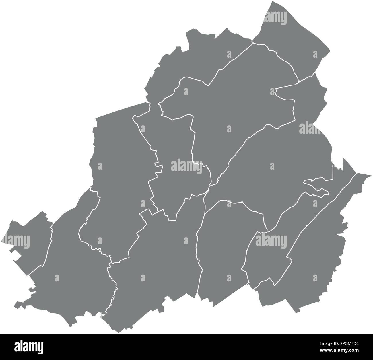 Grey flat vector administrative map of LA LOUVIÈRE, BELGIUM with white ...