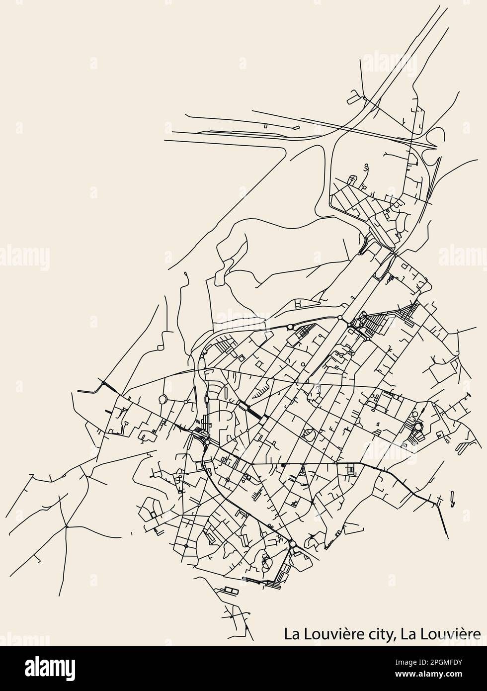 Detailed hand-drawn navigational urban street roads map of the LA ...