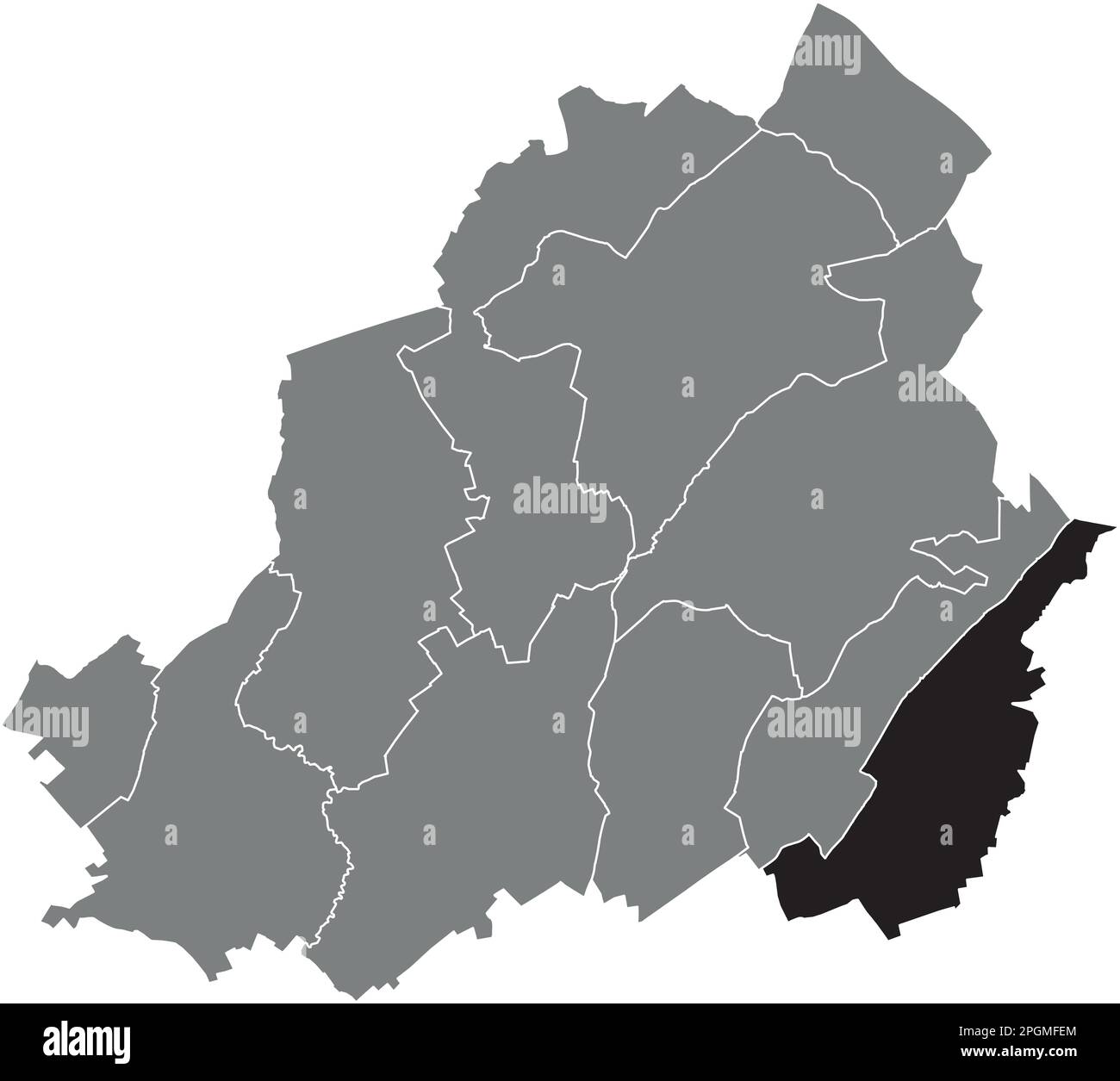 Black flat blank highlighted location map of the HAINE-SAINT-PIERRE ...