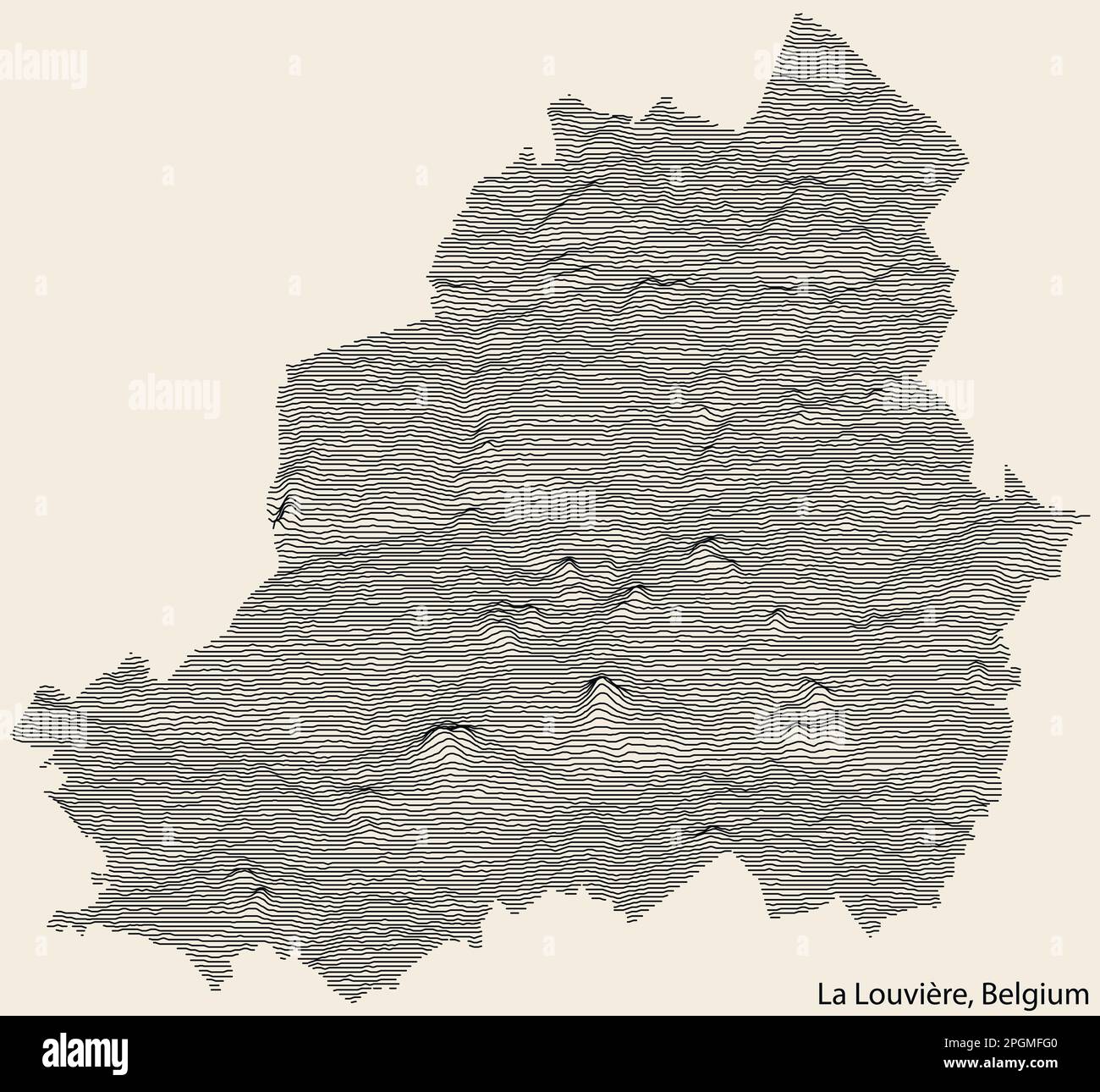 Topographic relief map of the city of LA LOUVIÈRE, BELGIUM with solid ...