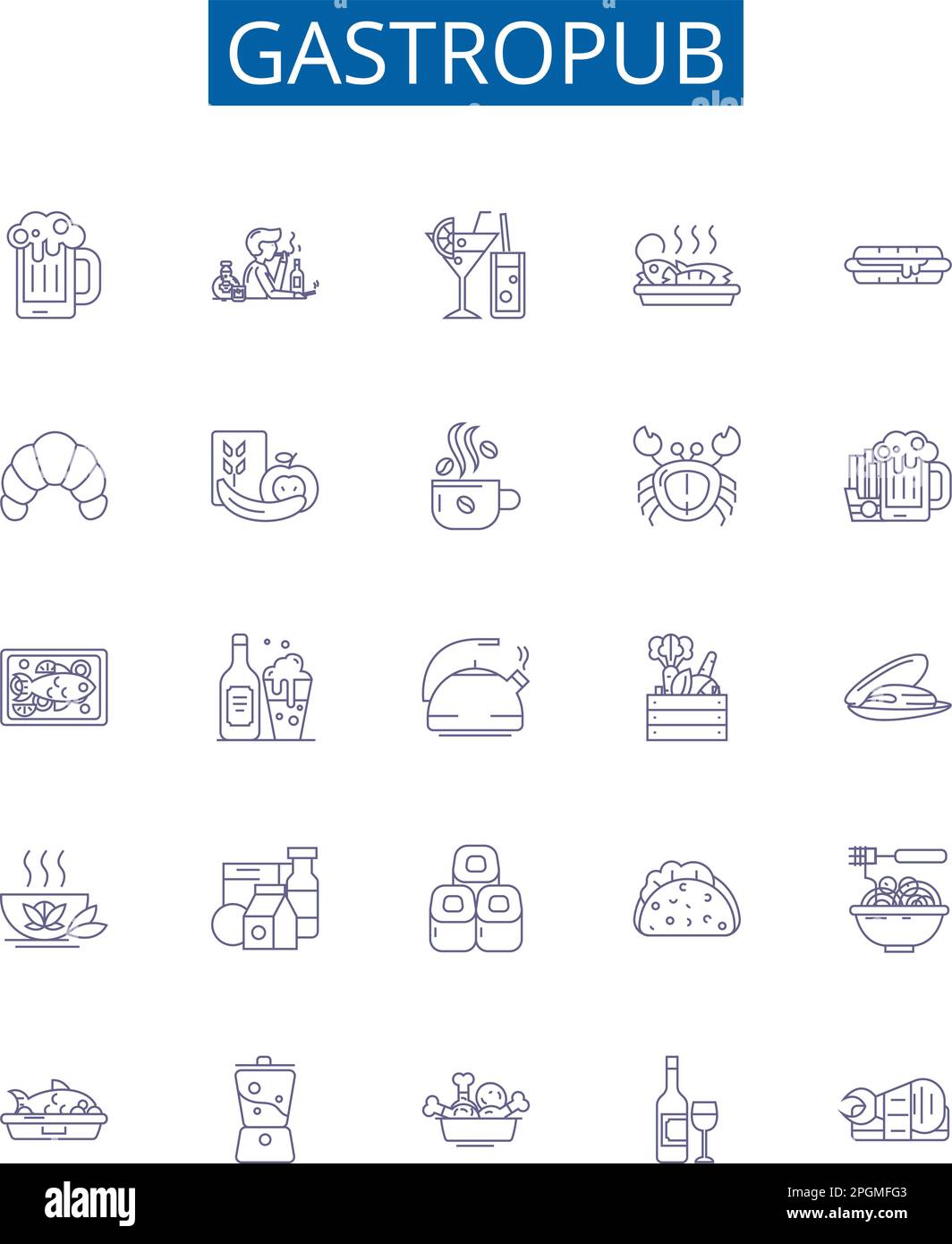 Gastropub line icons signs set. Design collection of Pub, Gastro, Drink ...