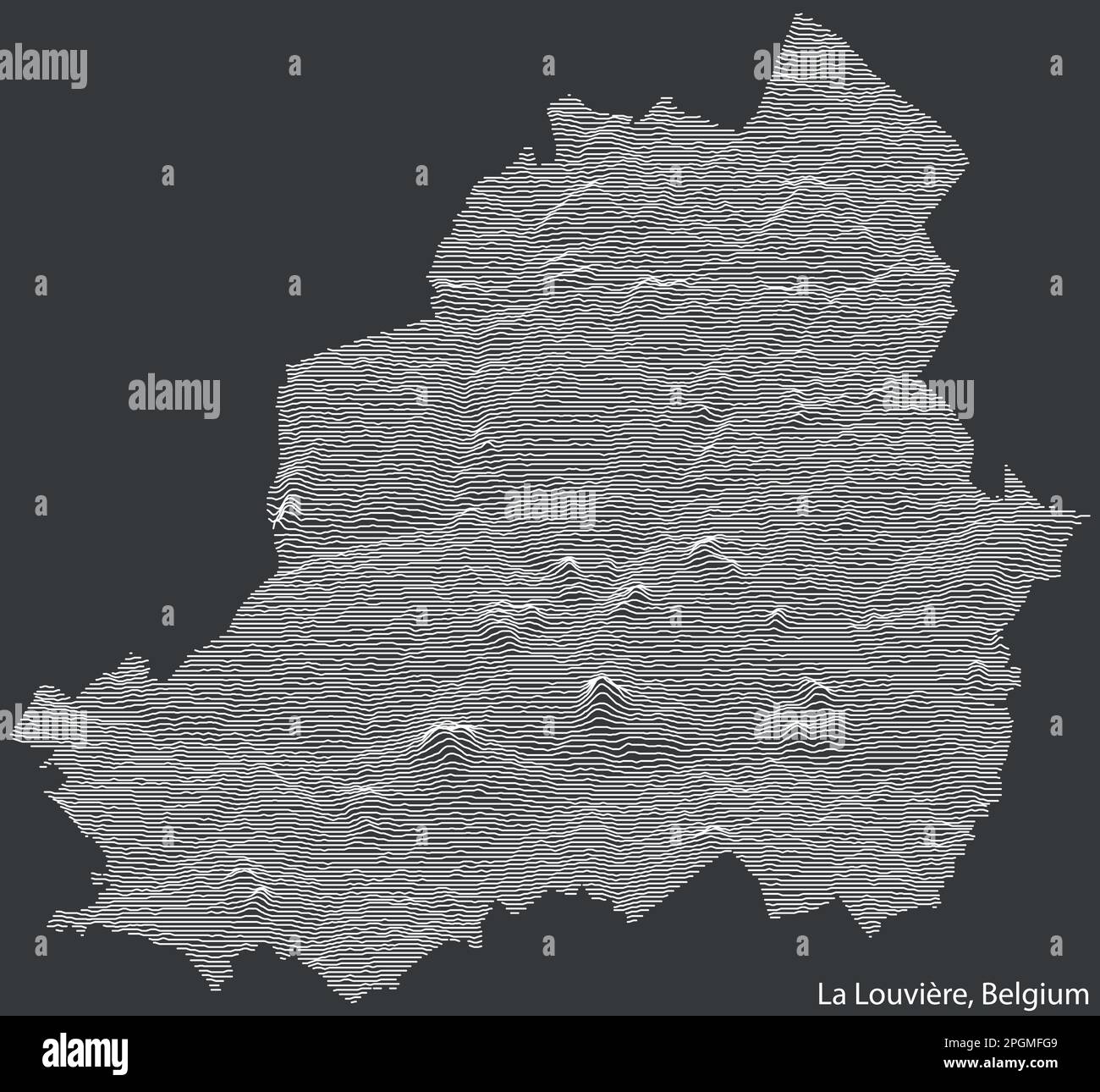Topographic relief map of the city of LA LOUVIÈRE, BELGIUM with solid ...