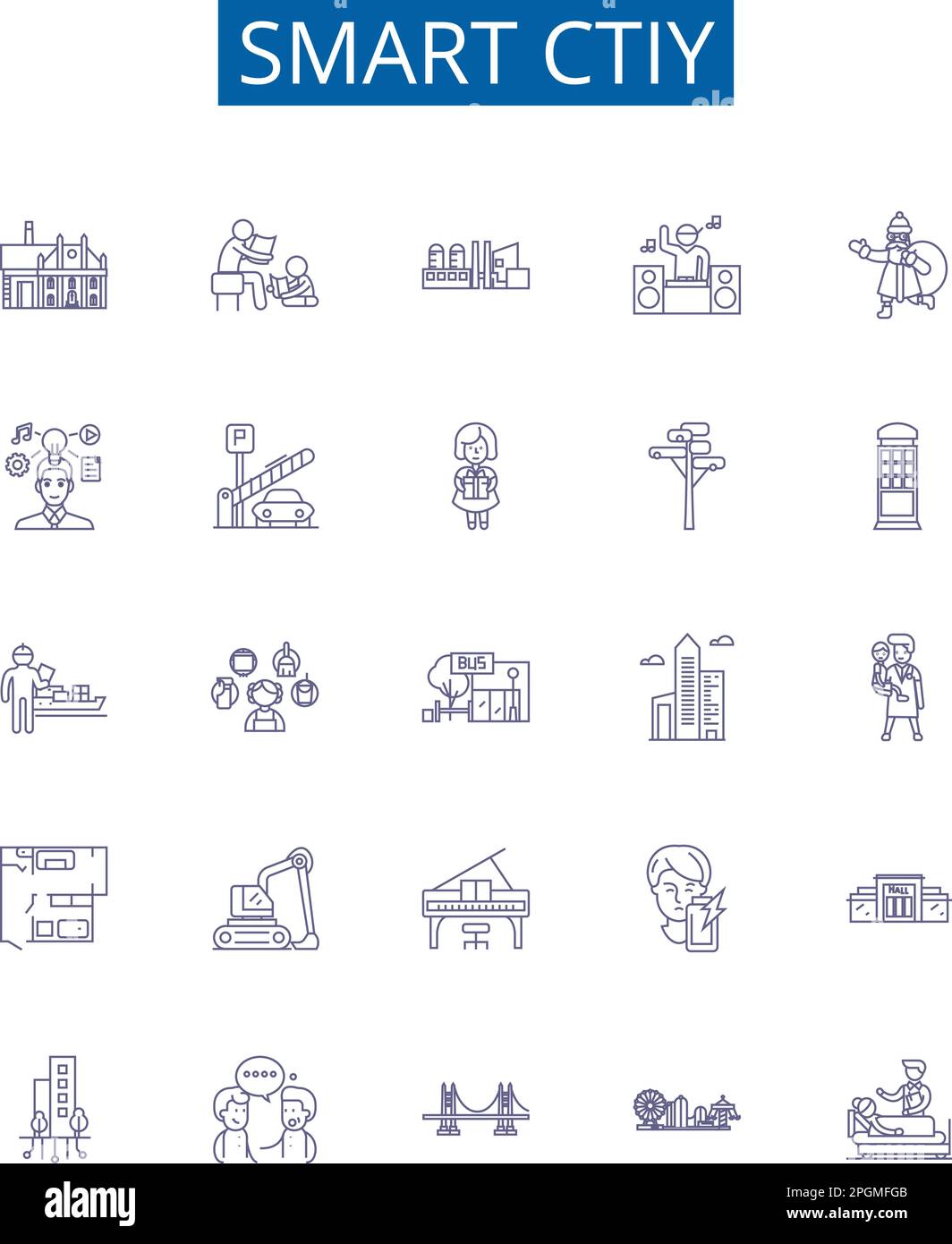 Smart ctiy line icons signs set. Design collection of Smart, City, IoT ... Smart ctiy line icons signs set. Design collection of Smart, City, IoT ...