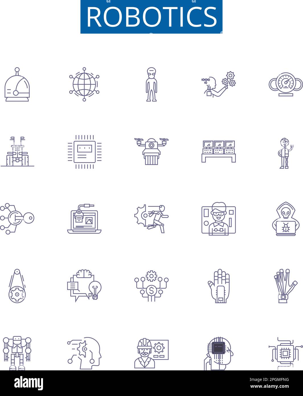 Robotics line icons signs set. Design collection of Robotics ... Robotics line icons signs set. Design collection of Robotics ...