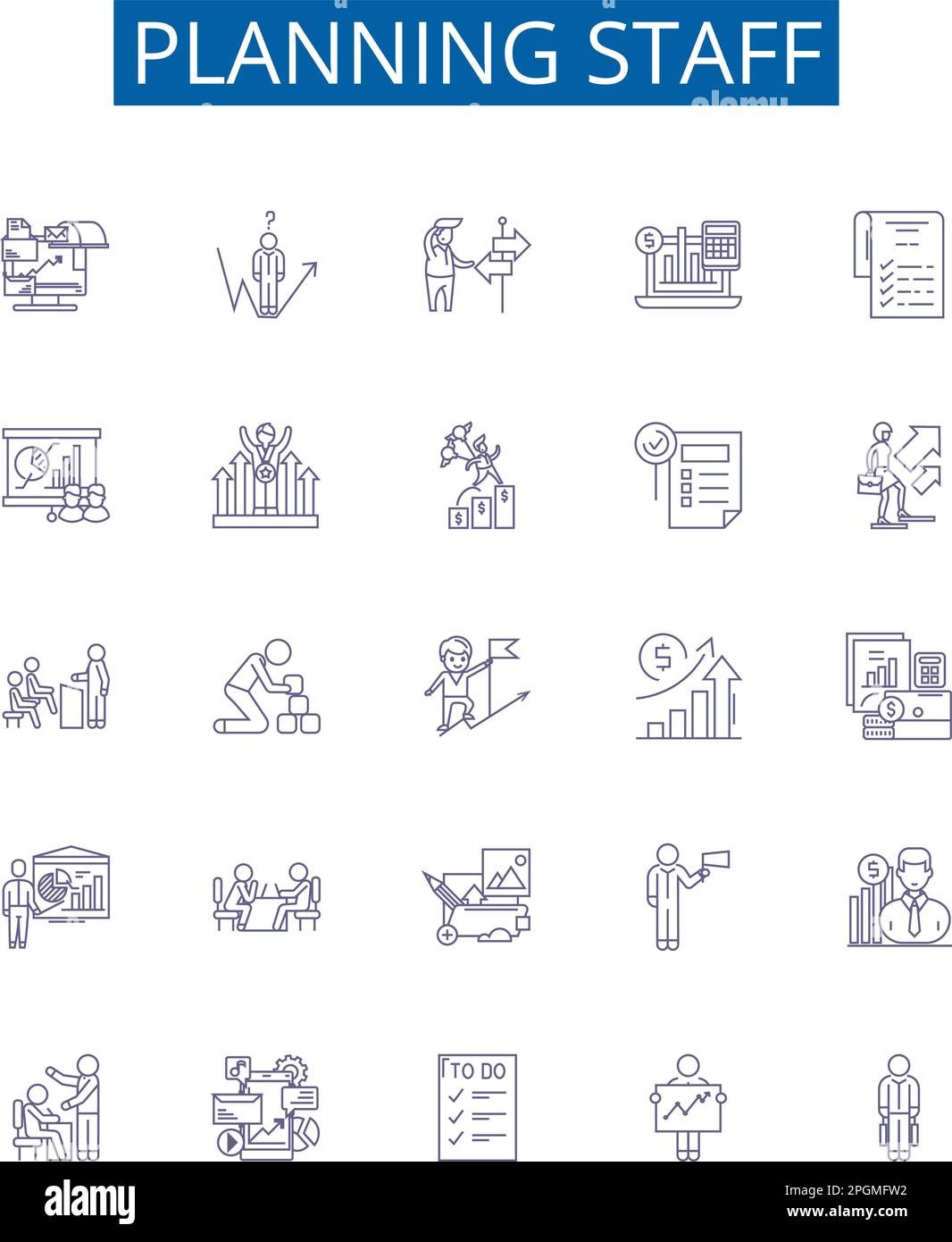 Planning staff line icons signs set. Design collection of Staffing ...