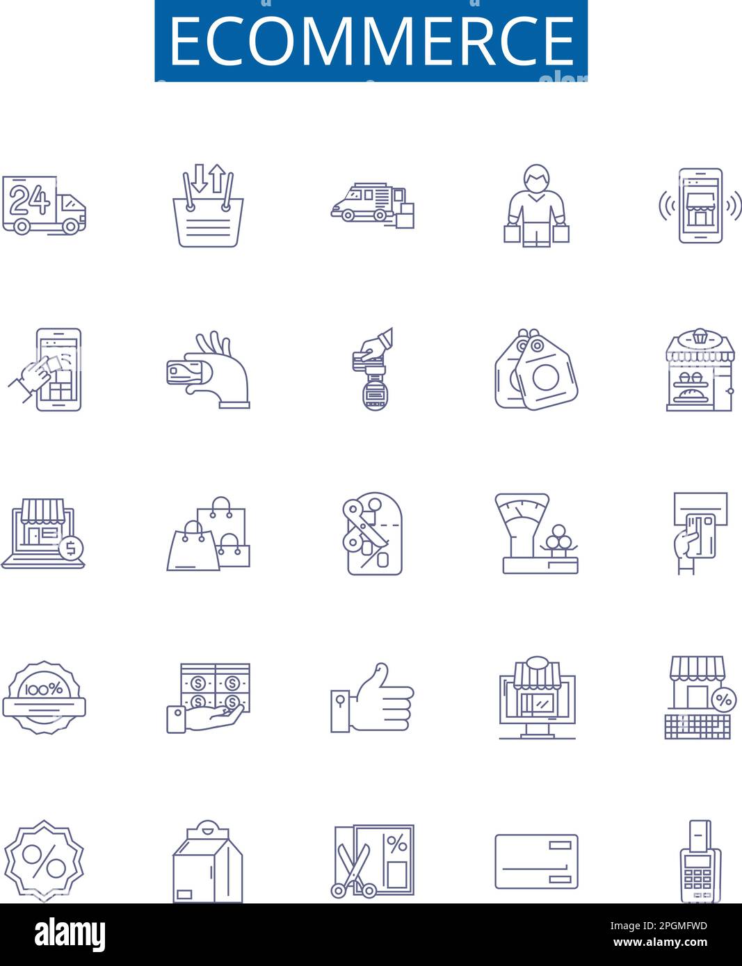 Ecommerce line icons signs set. Design collection of shopping, buying ...
