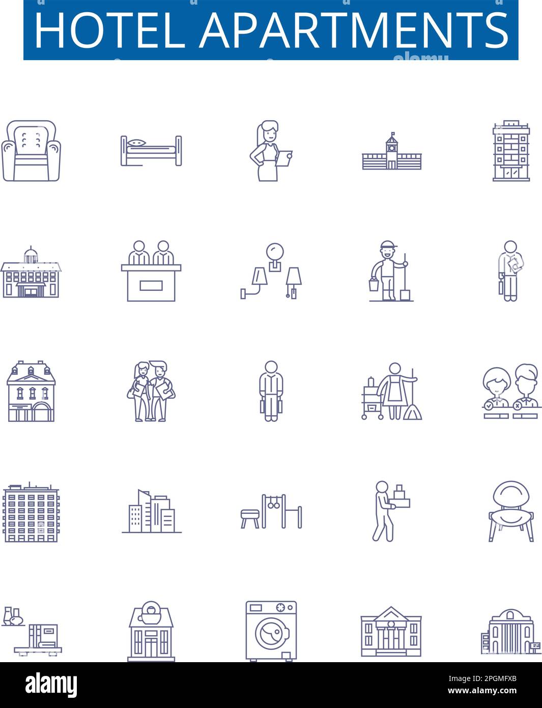 Hotel apartments line icons signs set. Design collection of Hotel ...