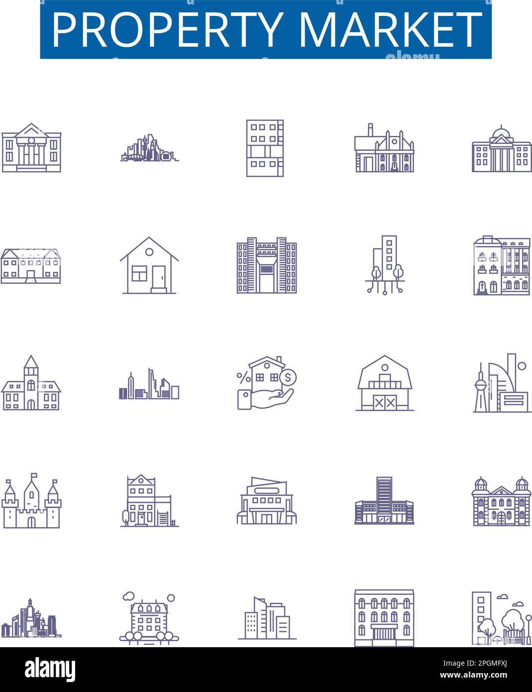 Property market line icons signs set. Design collection of real estate, property, housing ...