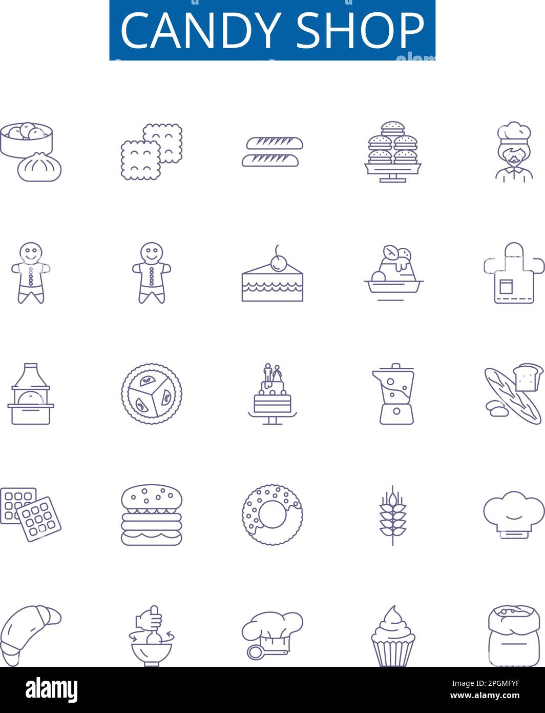 Candy shop line icons signs set. Design collection of Candy, Shop ...