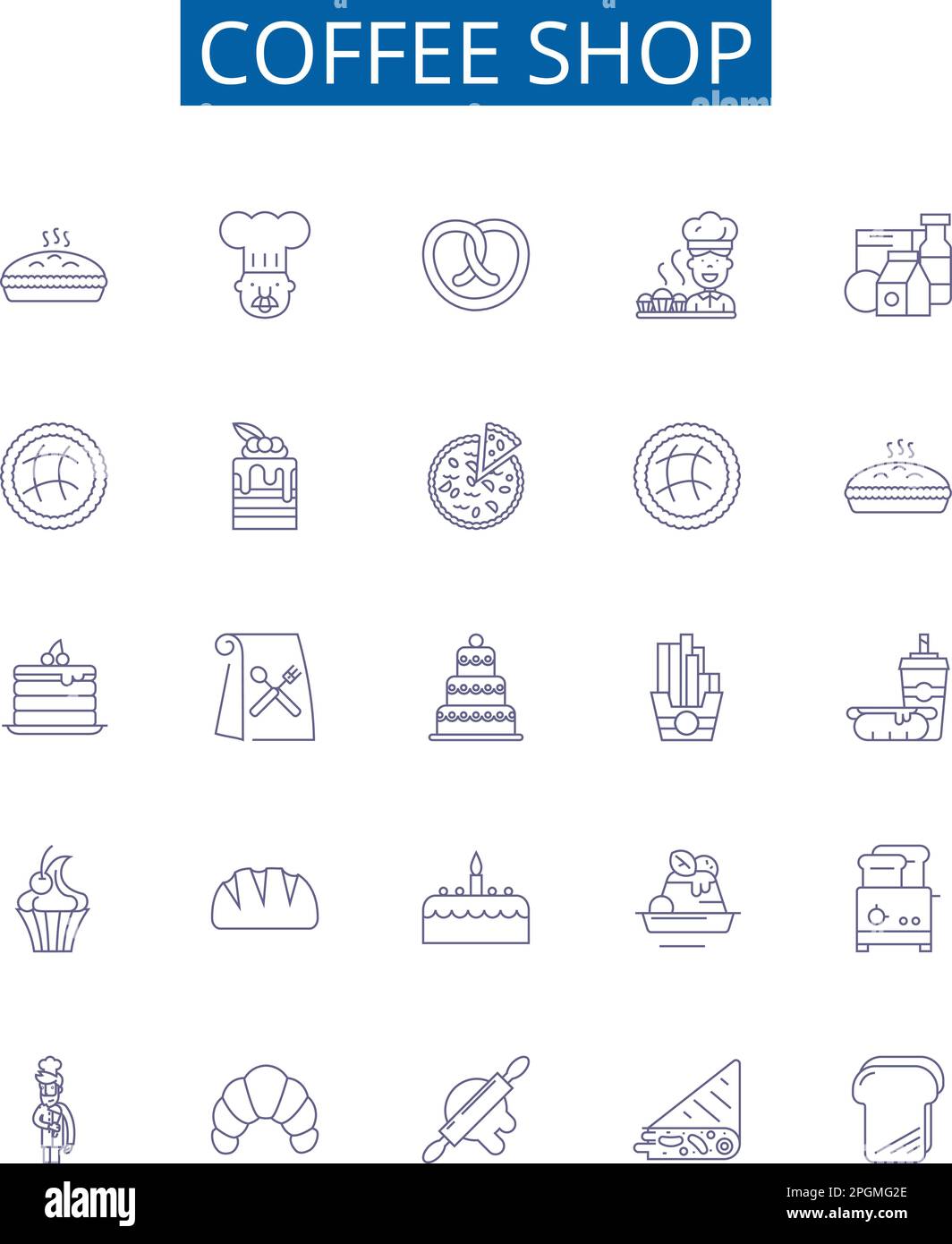 Coffee shop line icons signs set. Design collection of Cafe, Espresso ...