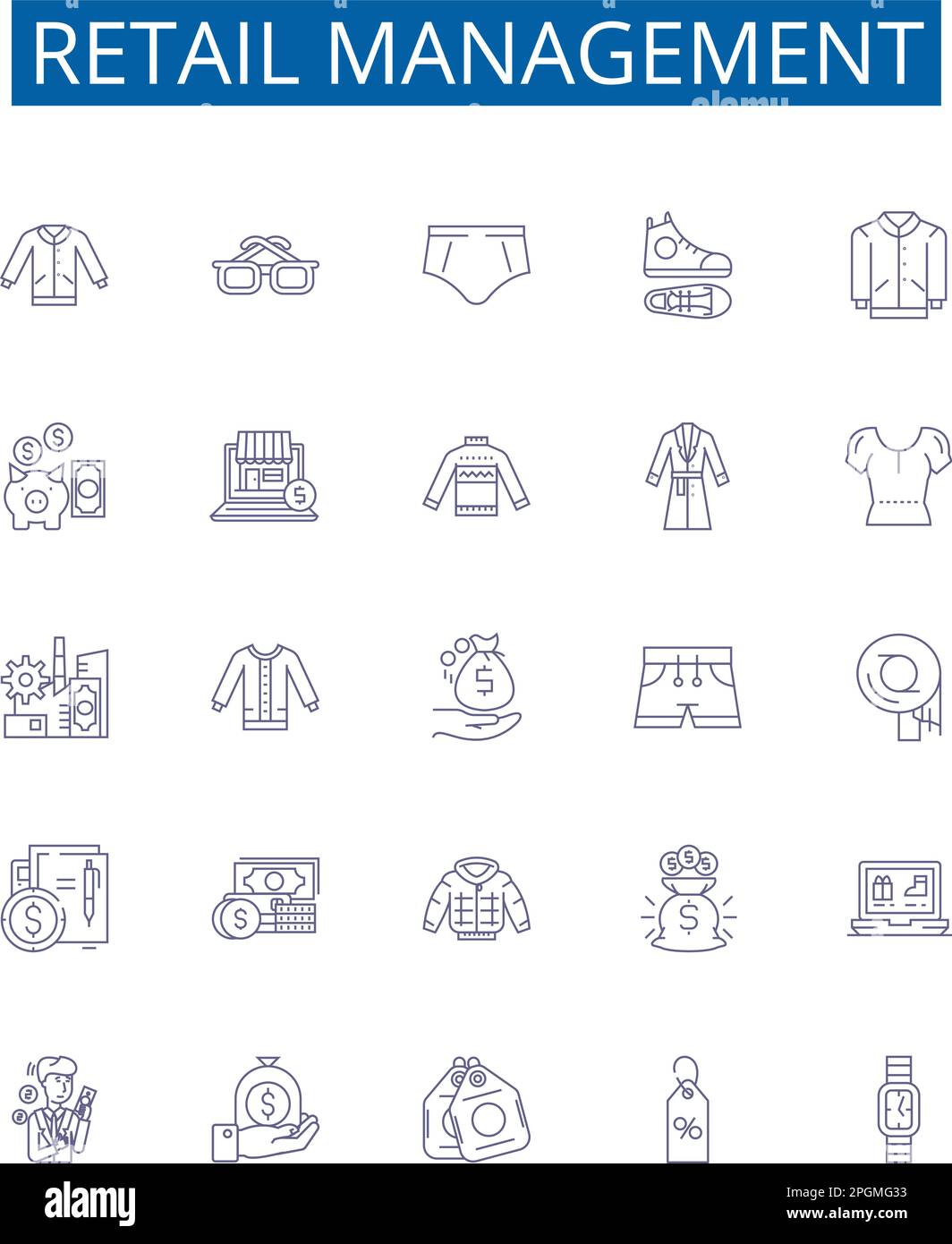 Retail management line icons signs set. Design collection of Retail ... Retail management line icons signs set. Design collection of Retail ...