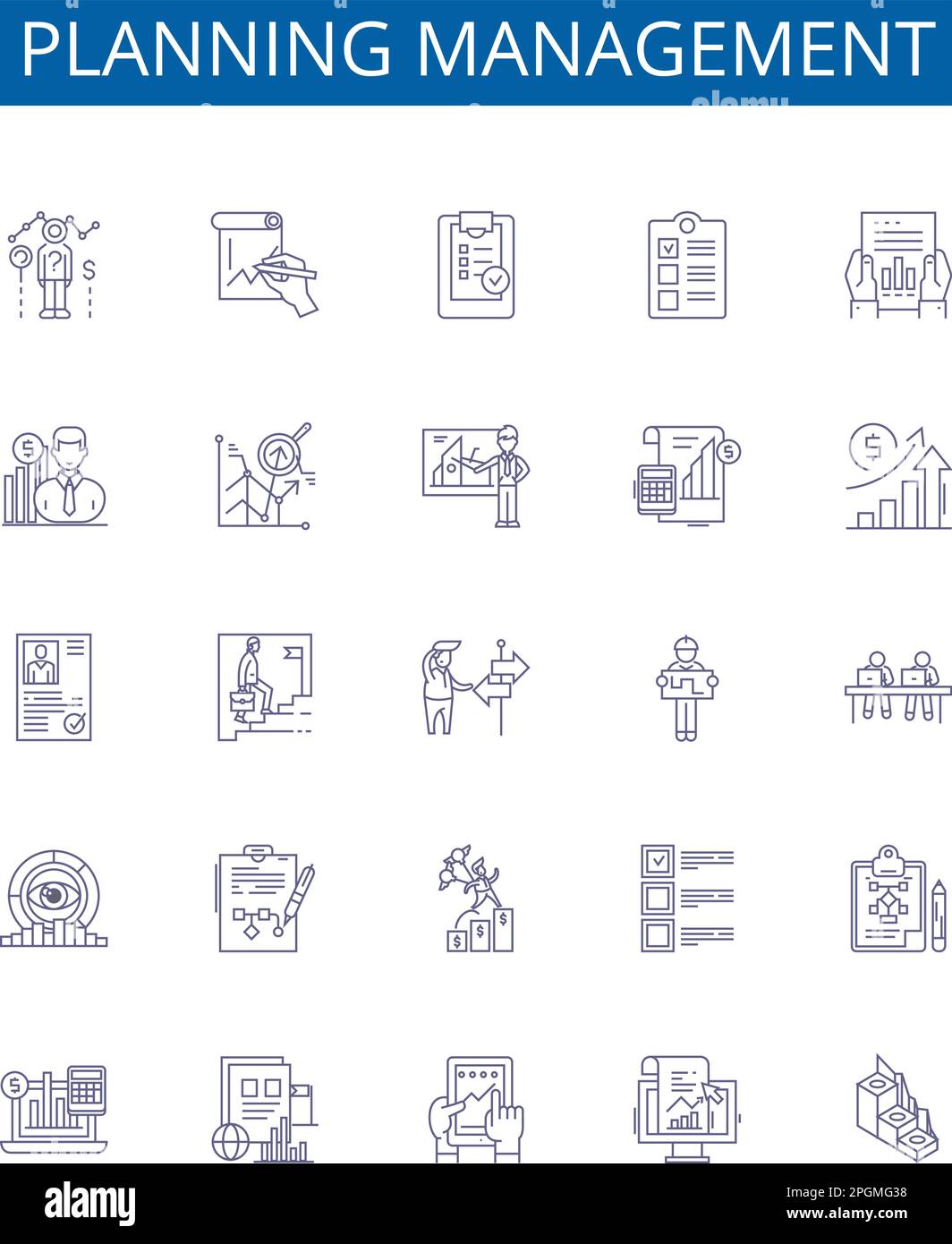 Planning management line icons signs set. Design collection of Planning ...