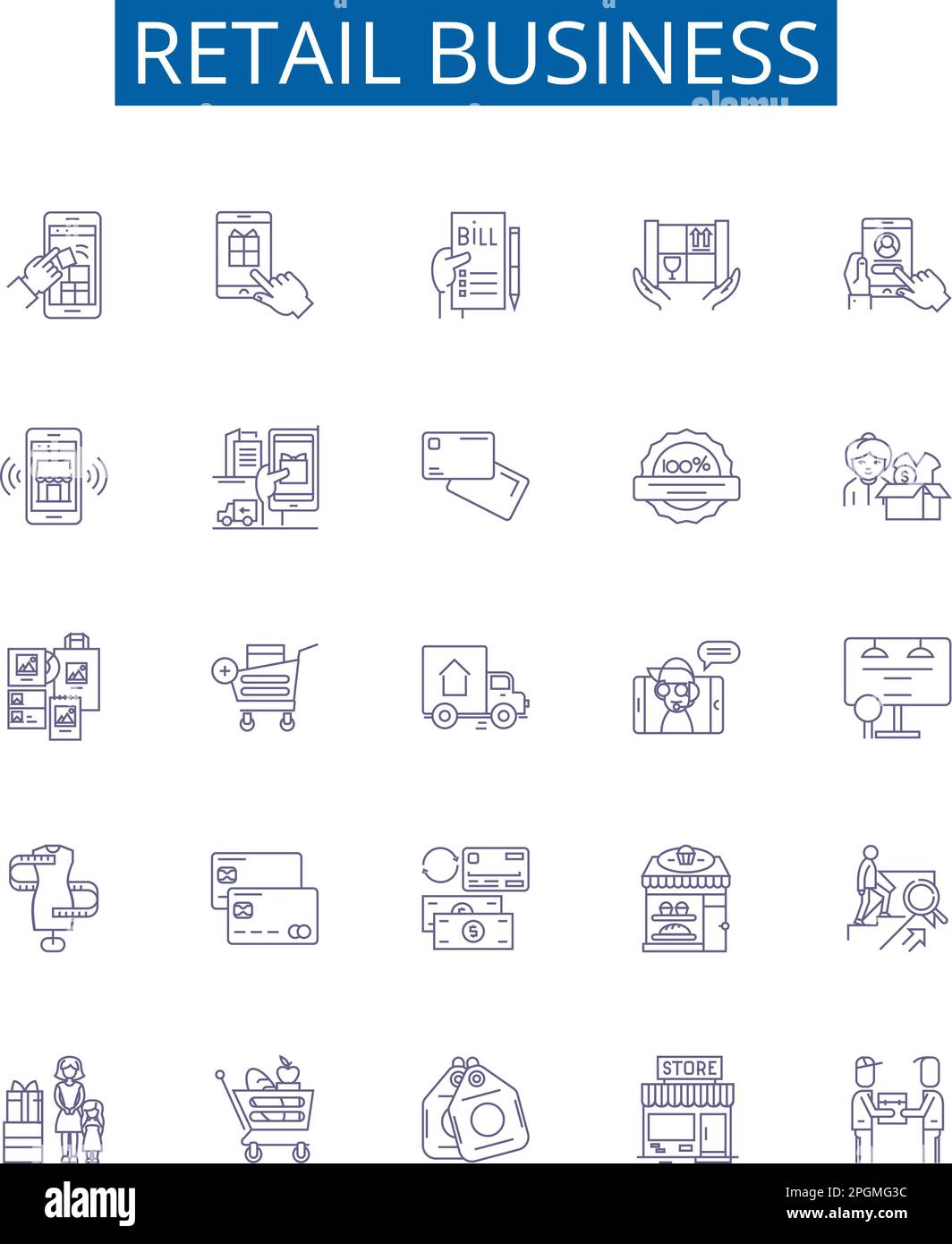 Retail business line icons signs set. Design collection of Retail ...