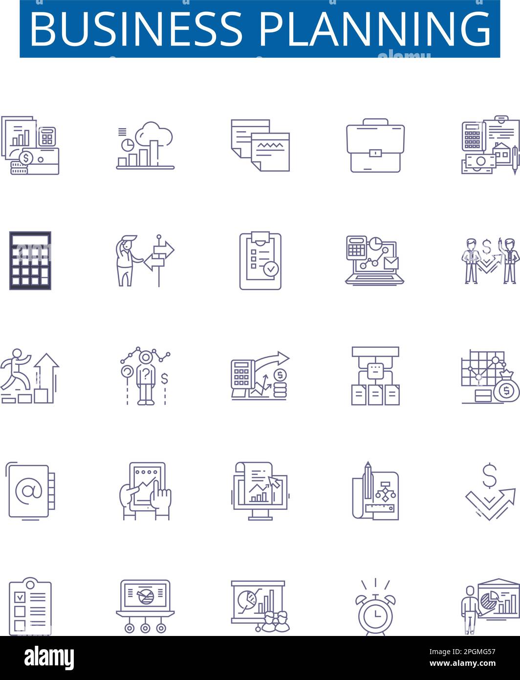 Business planning line icons signs set. Design collection of Planning ...