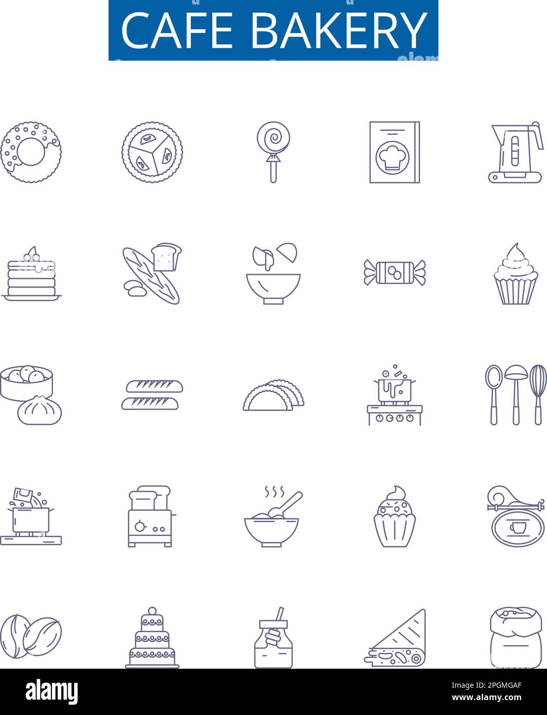 Cafe bakery line icons signs set. Design collection of Cafe, Bakery, Coffee, Pastries, Cupcakes ...