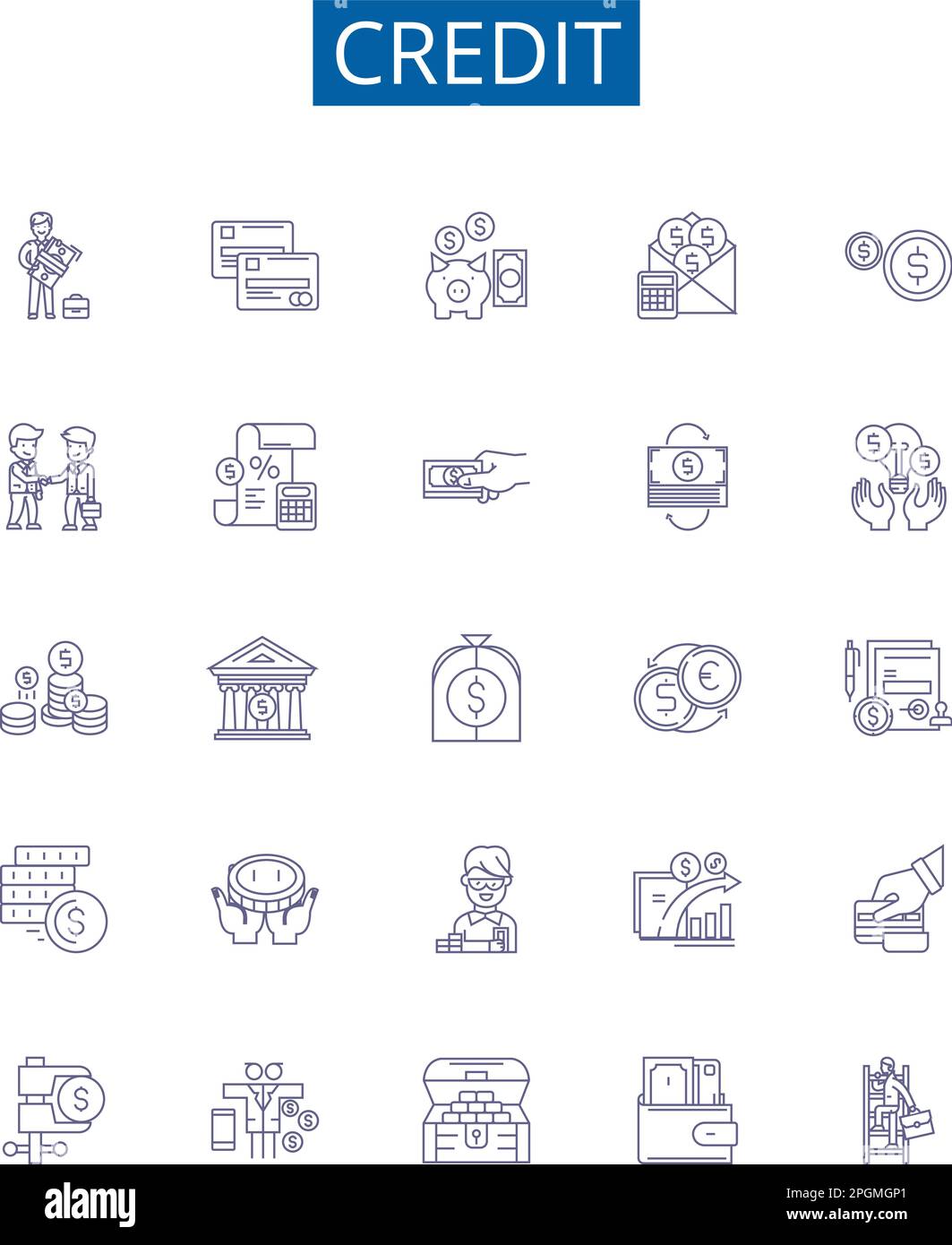 Credit line icons signs set. Design collection of Credit, Loan, Money ...