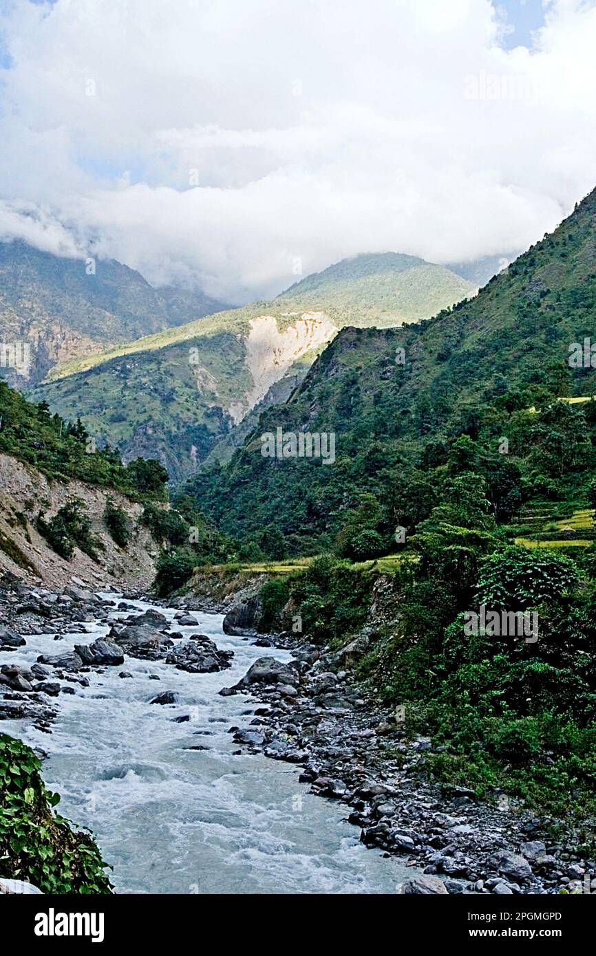 The valley of the Marsyandi River Stock Photo - Alamy