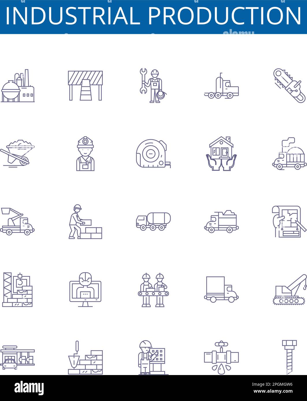 Industrial production line icons signs set. Design collection of ...