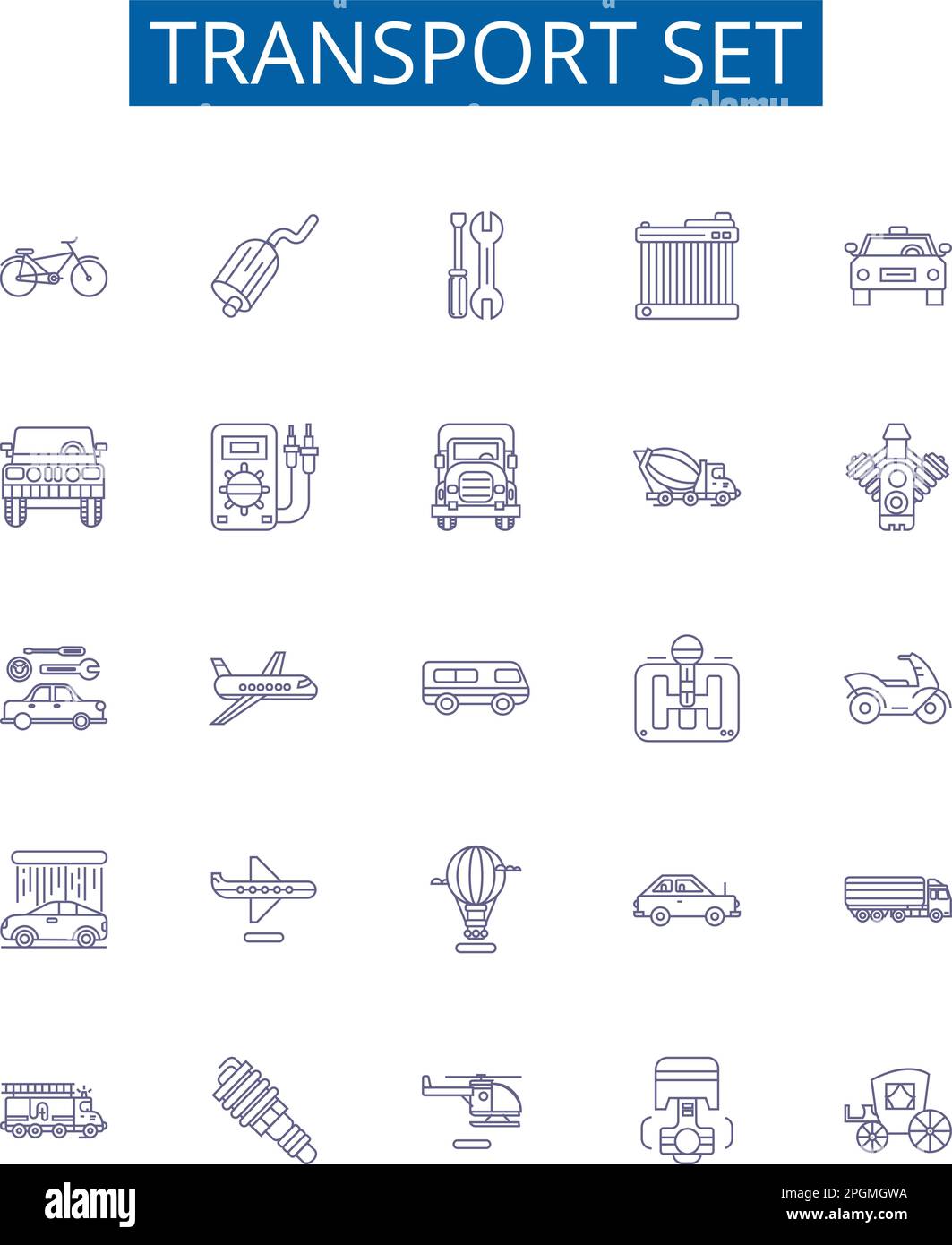 Transport set line icons signs set. Design collection of Vehicles ...