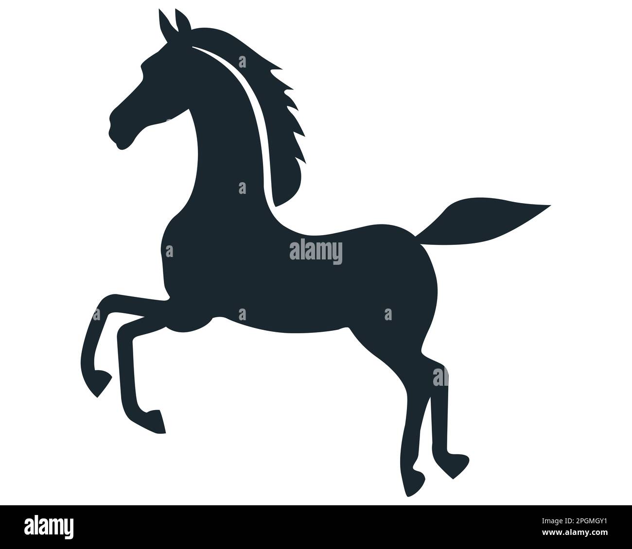 black minimalistic horse icon isolated on white background. flat vector ...