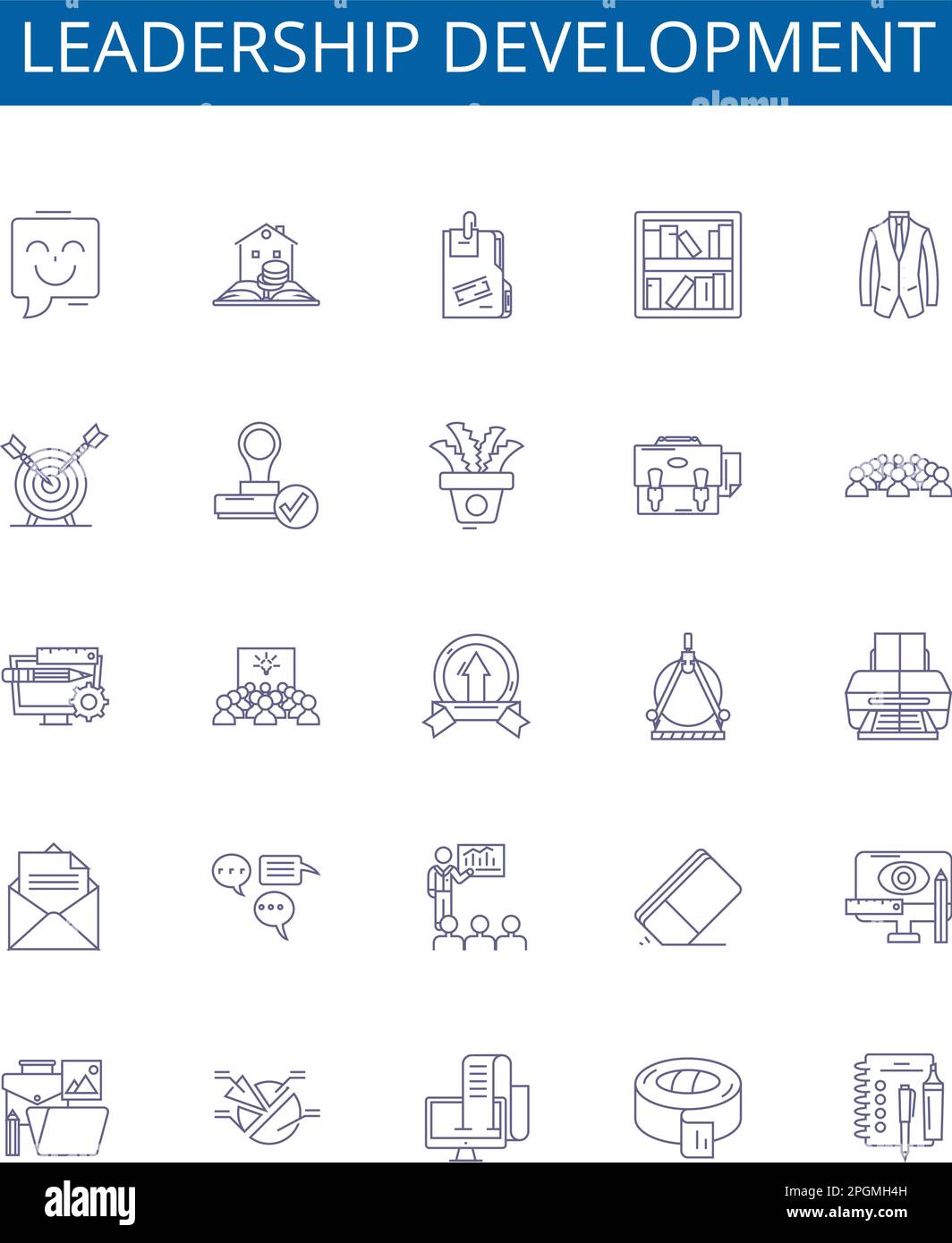 Leadership development line icons signs set. Design collection of Leadership, development ...