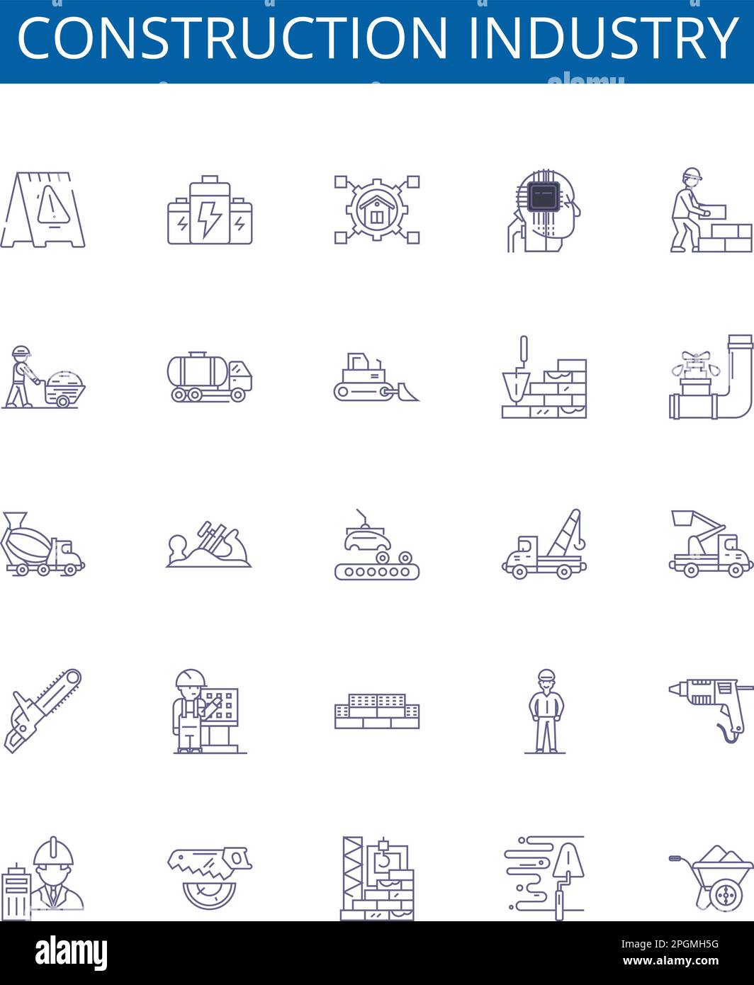 Construction industry line icons signs set. Design collection of Build ... Construction industry line icons signs set. Design collection of Build ...