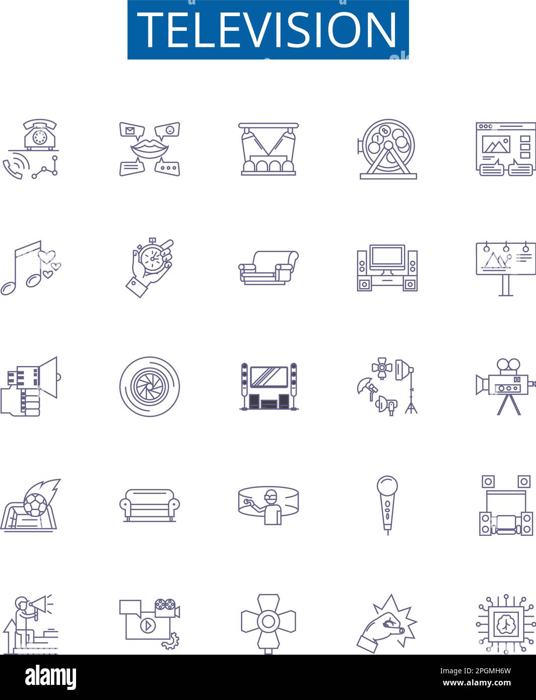 Television line icons signs set. Design collection of Television, TV ...