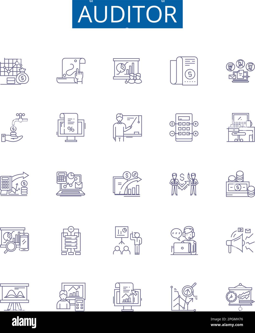 Auditor line icons signs set. Design collection of Auditor, Assessor ...