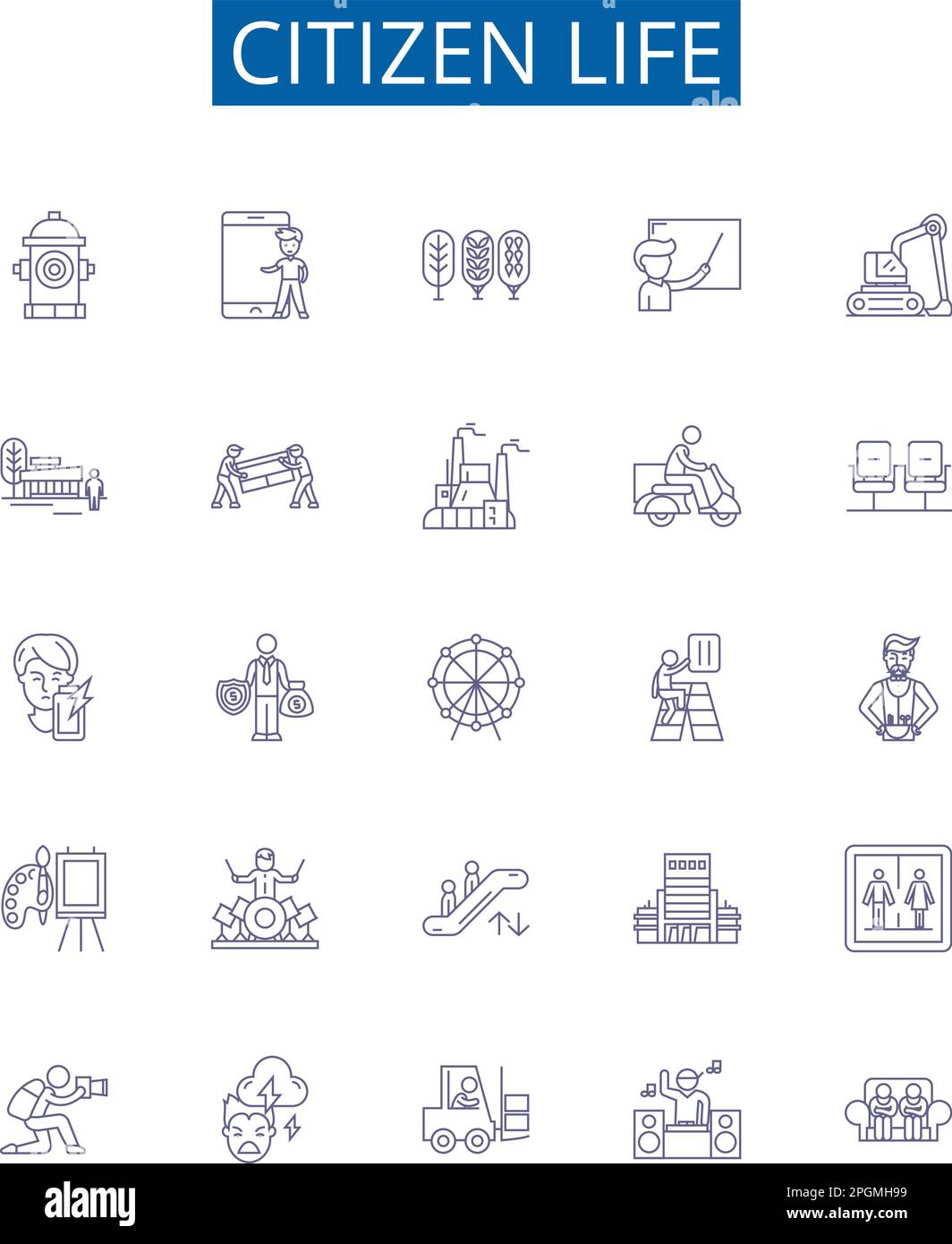 Citizen life line icons signs set. Design collection of Citizen, life ...