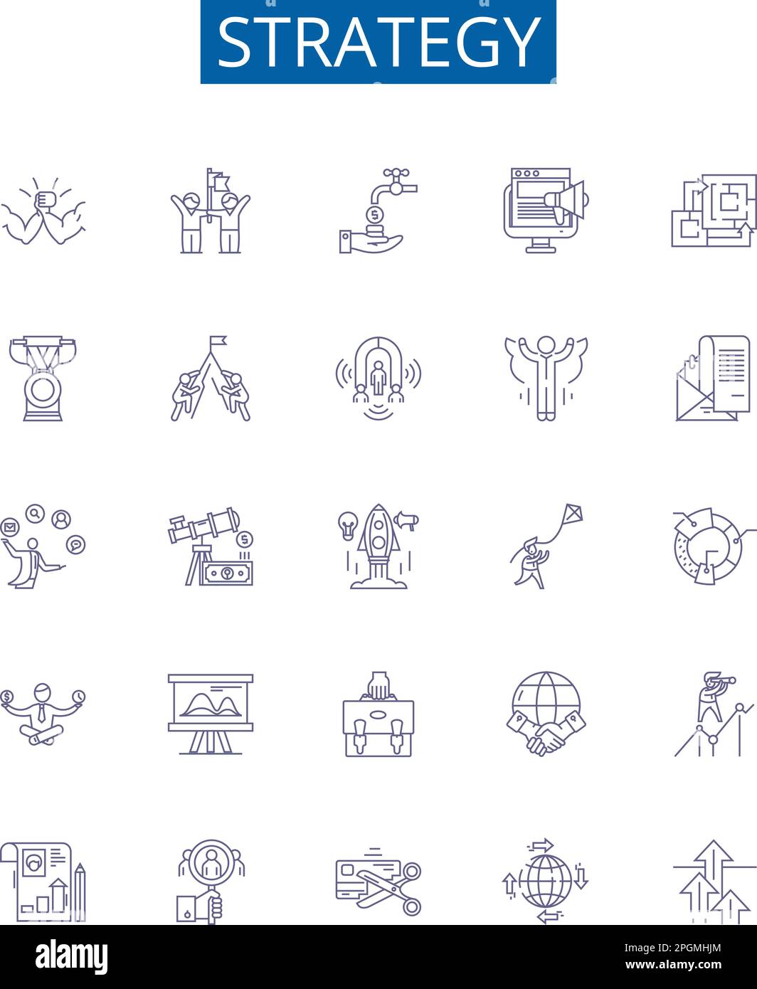 Strategy line icons signs set. Design collection of Planning, Method ...