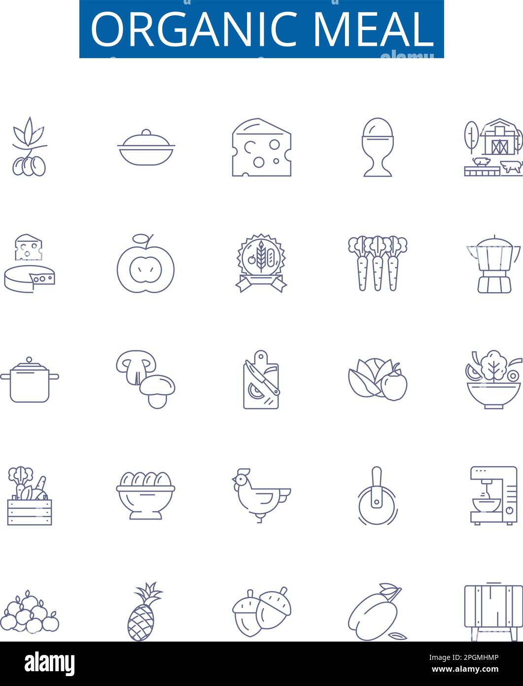 Organic meal line icons signs set. Design collection of Organic, Meal ...