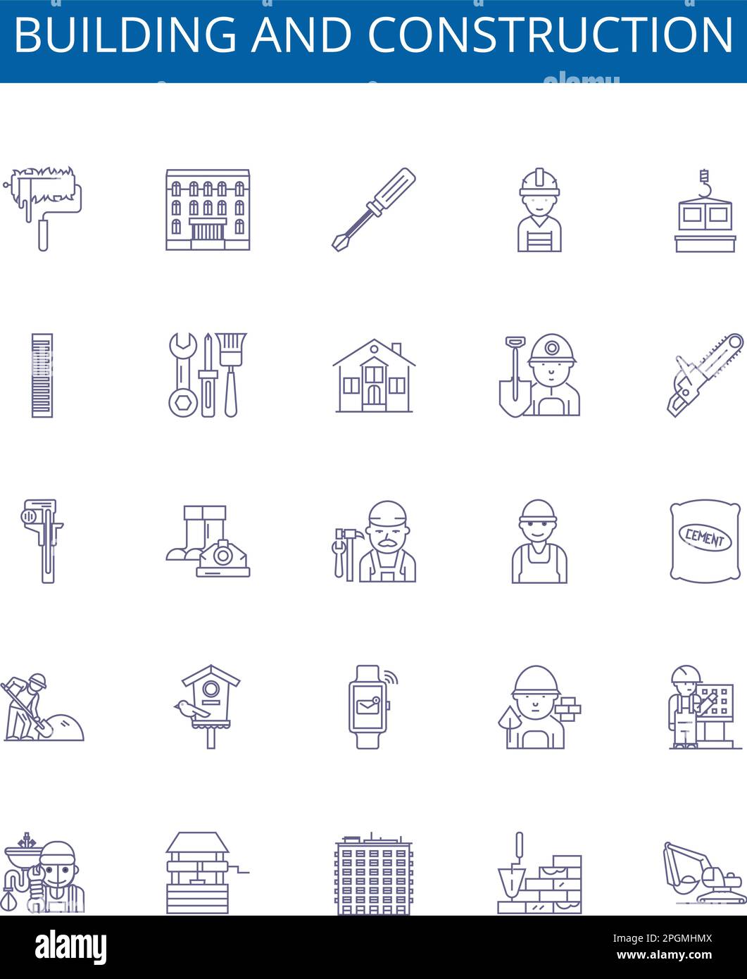 Building and construction line icons signs set. Design collection of ...