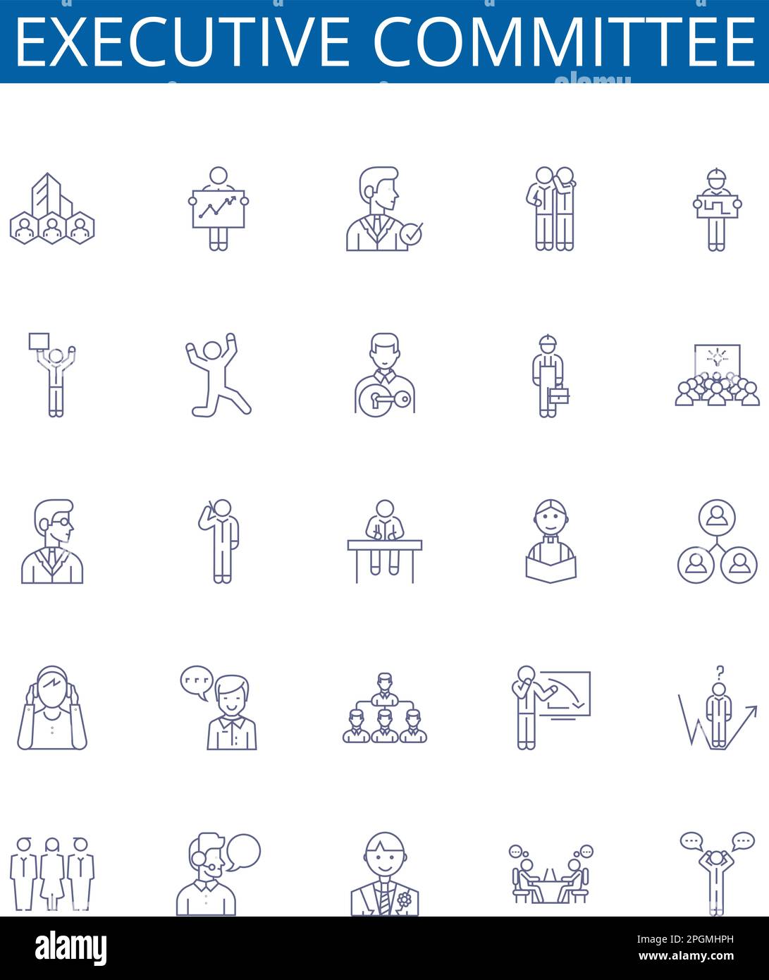 Executive committee line icons signs set. Design collection of ...