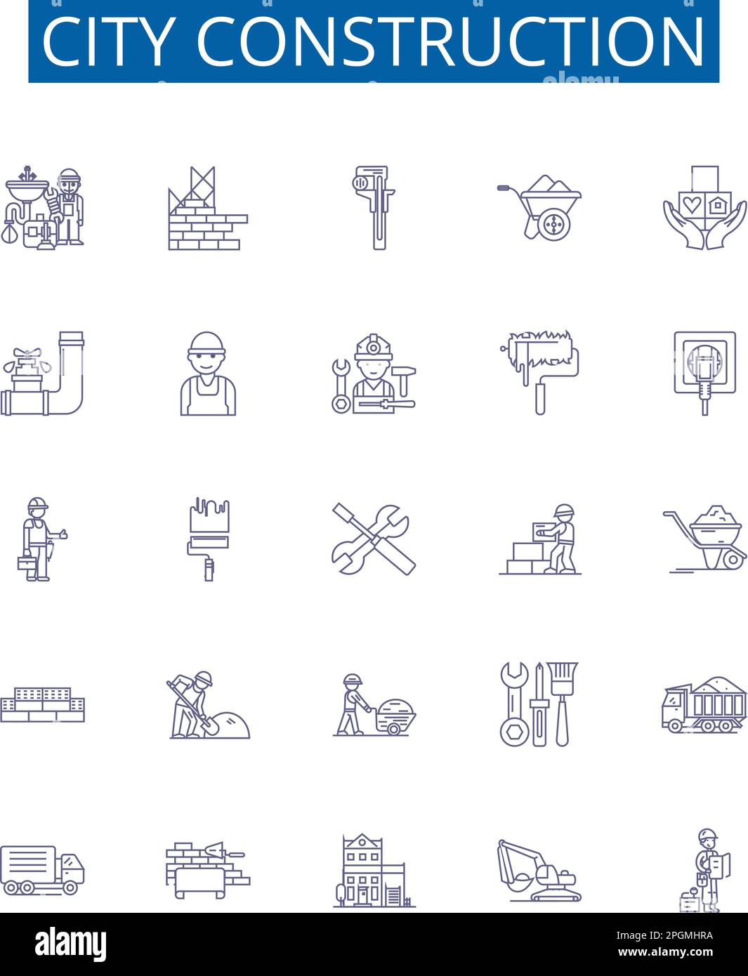 City construction line icons signs set. Design collection of Urbanism ...