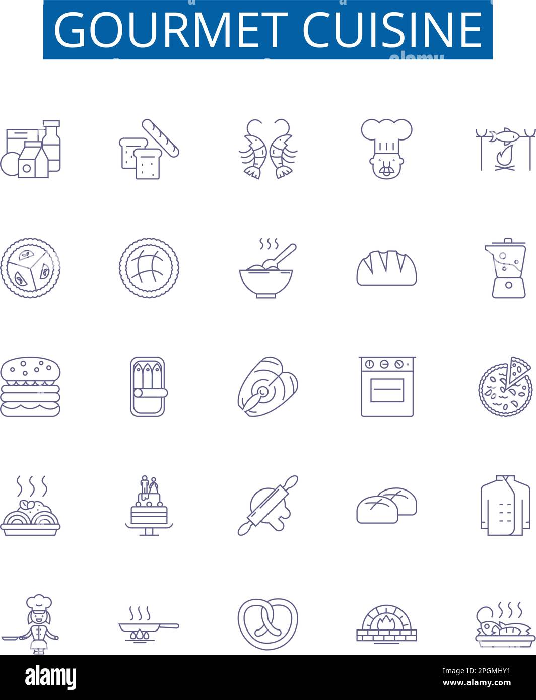 Gourmet cuisine line icons signs set. Design collection of Gourmet ...