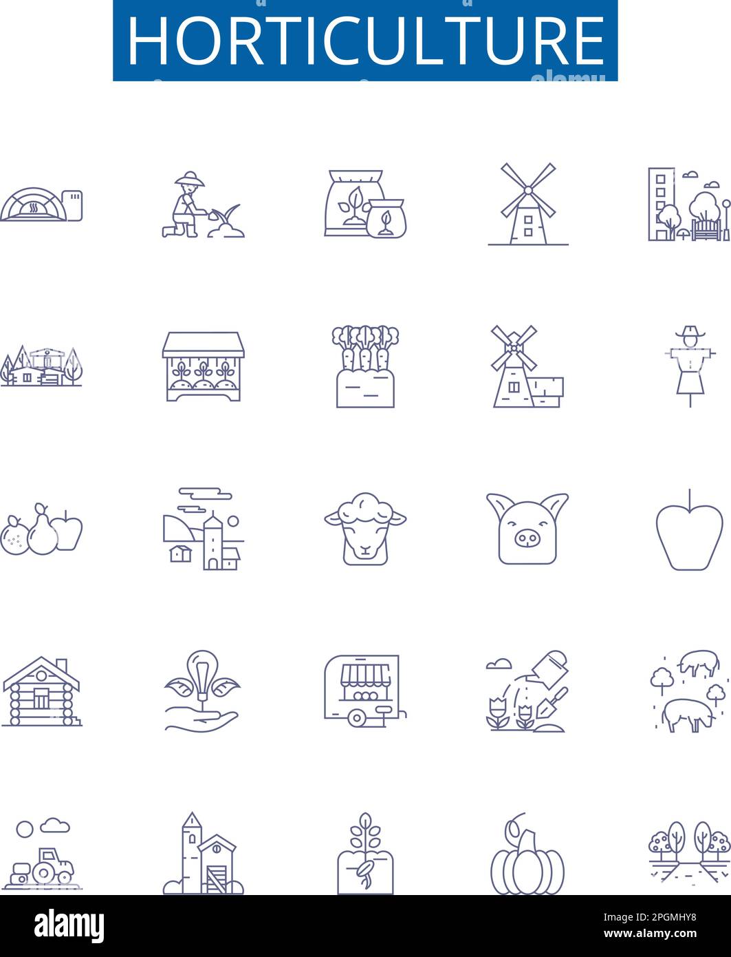 Horticulture line icons signs set. Design collection of Gardening ...