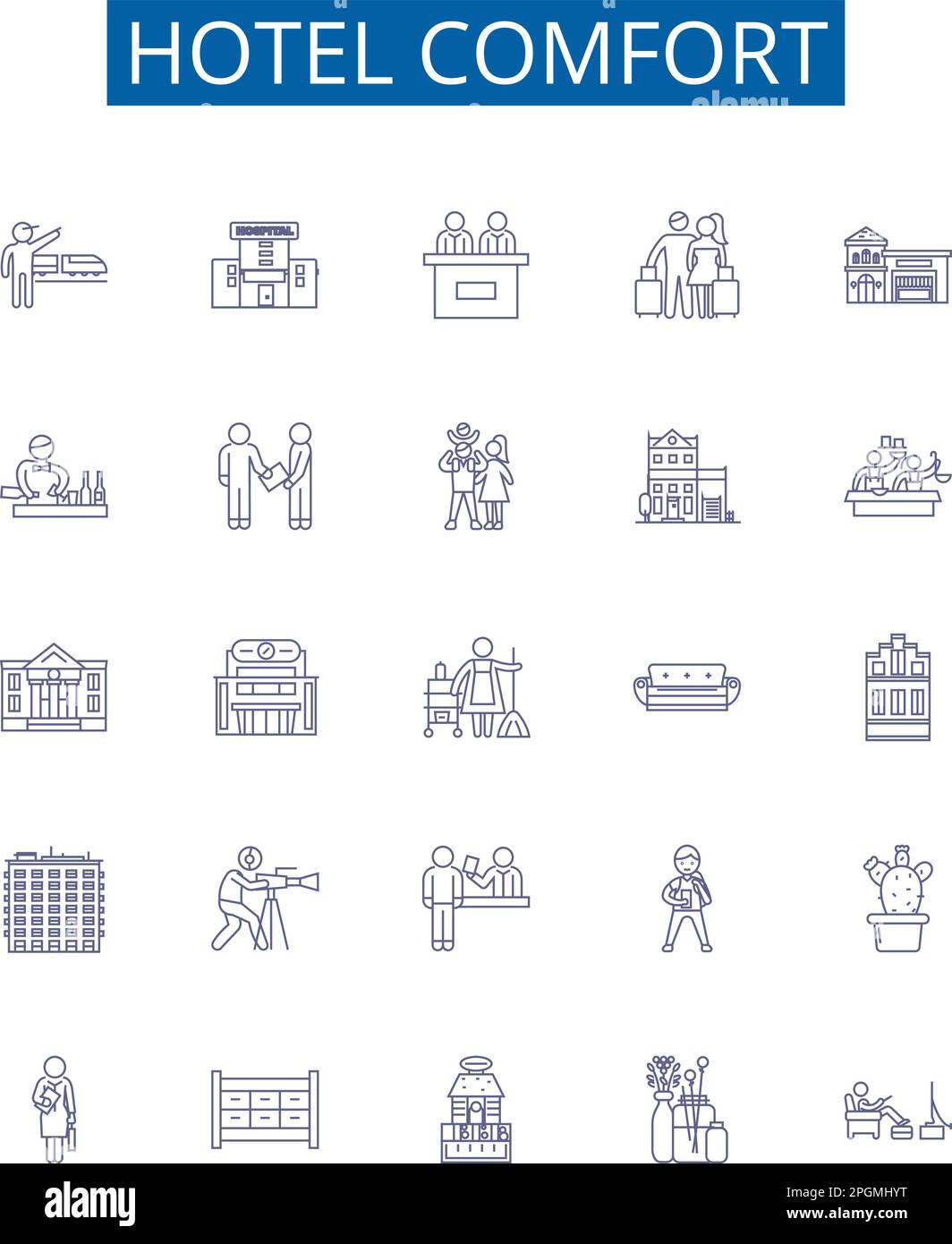 Hotel comfort line icons signs set. Design collection of Convenience ...