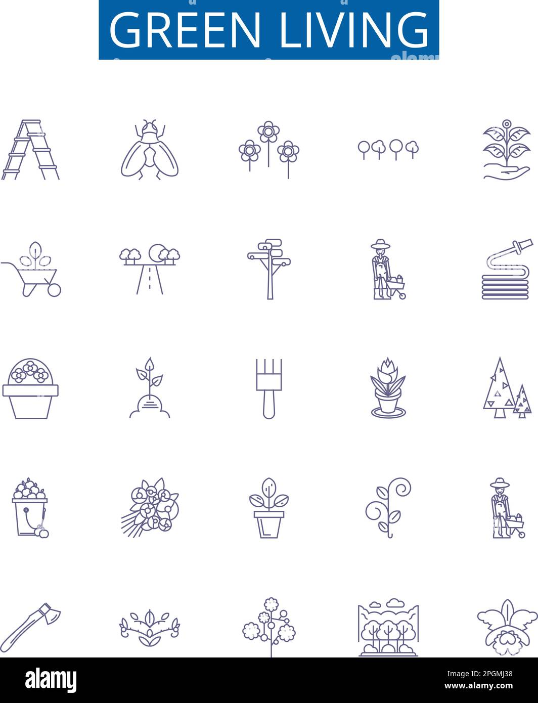 Green living line icons signs set. Design collection of Eco friendly ...