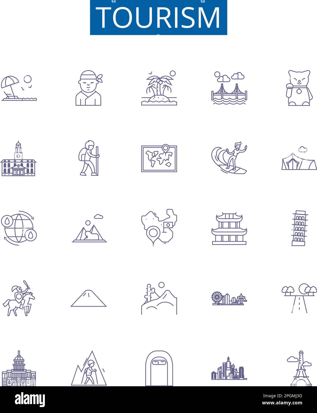 Tourism line icons signs set. Design collection of Travel, Sightseeing ...