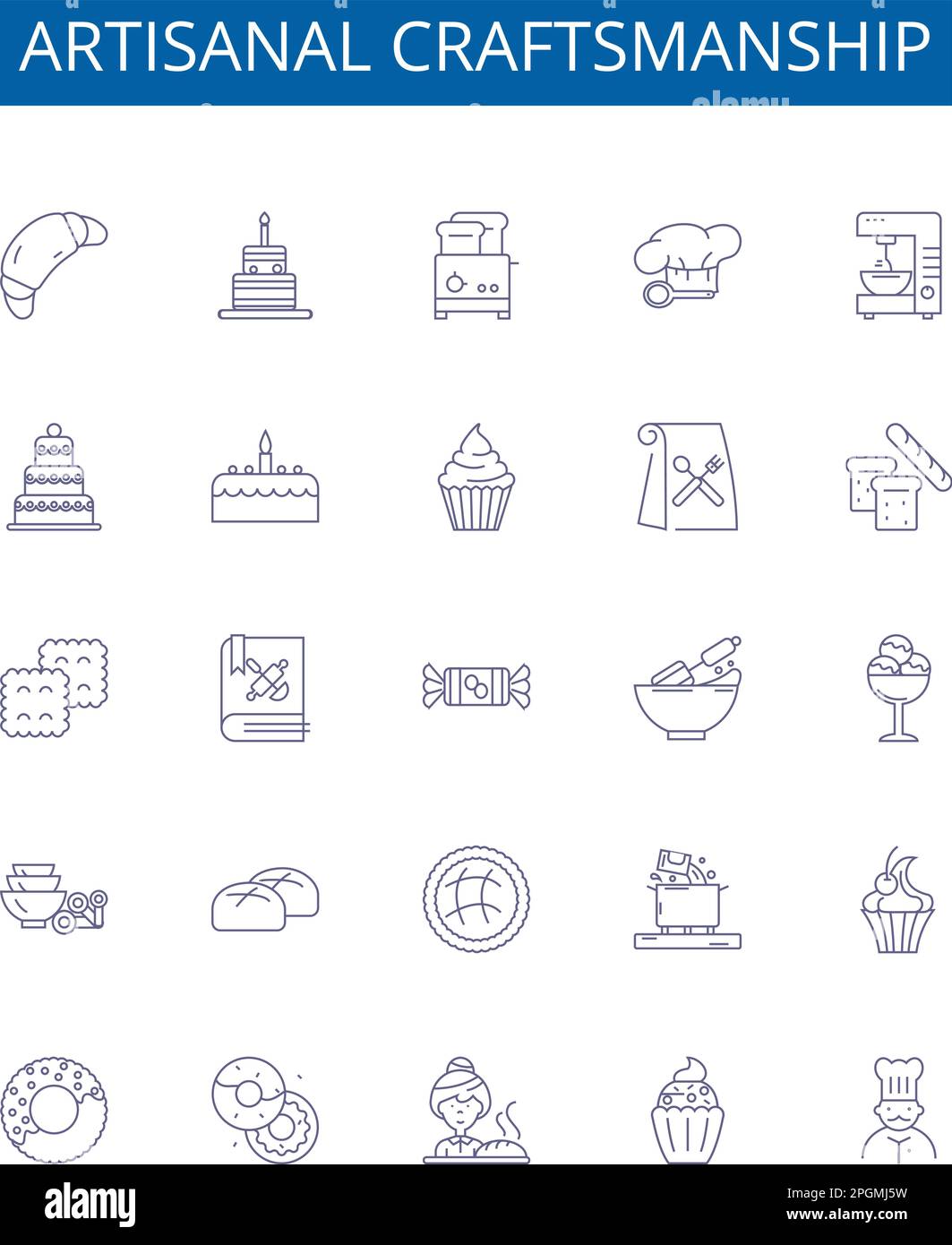 Artisanal craftsmanship line icons signs set. Design collection of ...