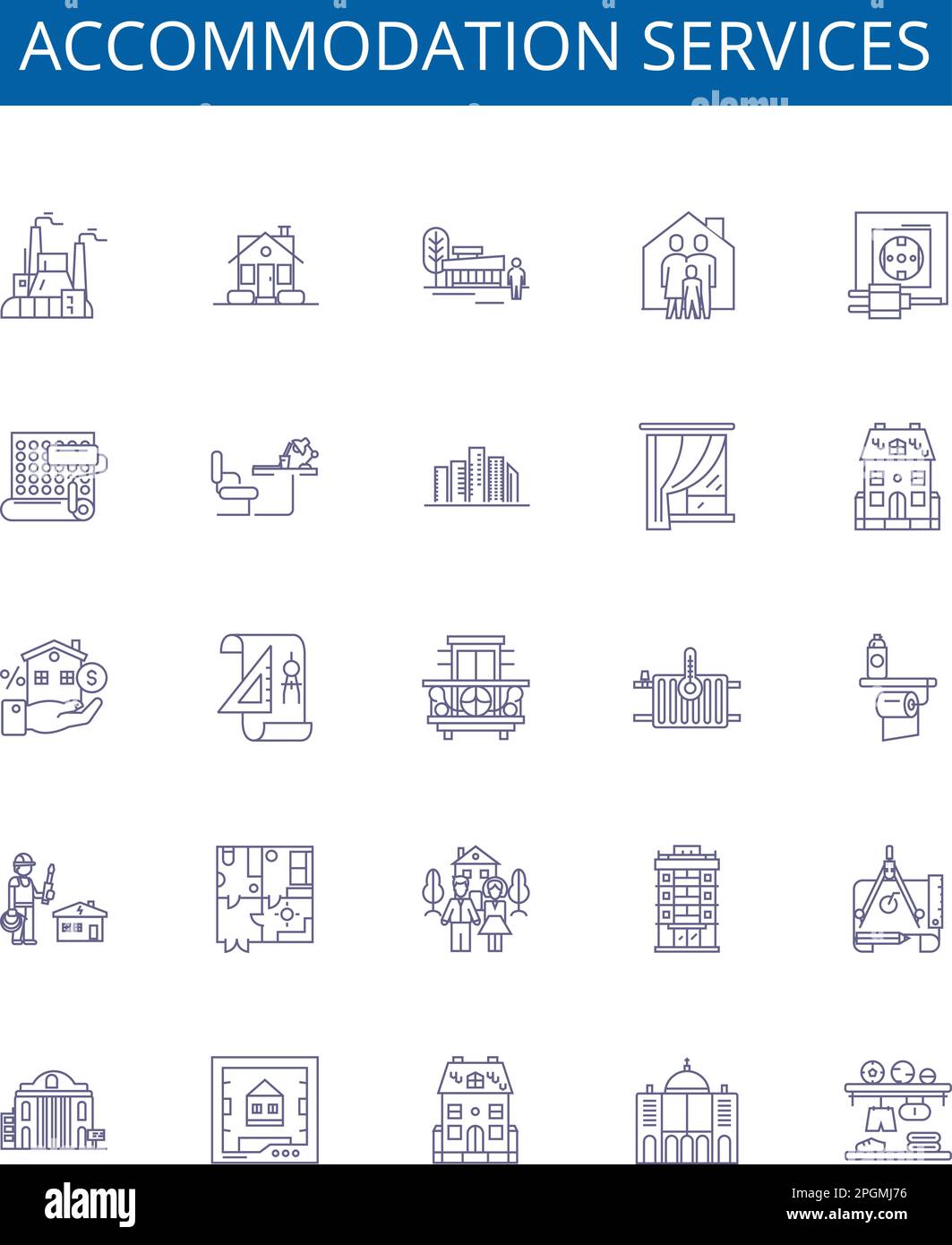 Accommodation services line icons signs set. Design collection of ...