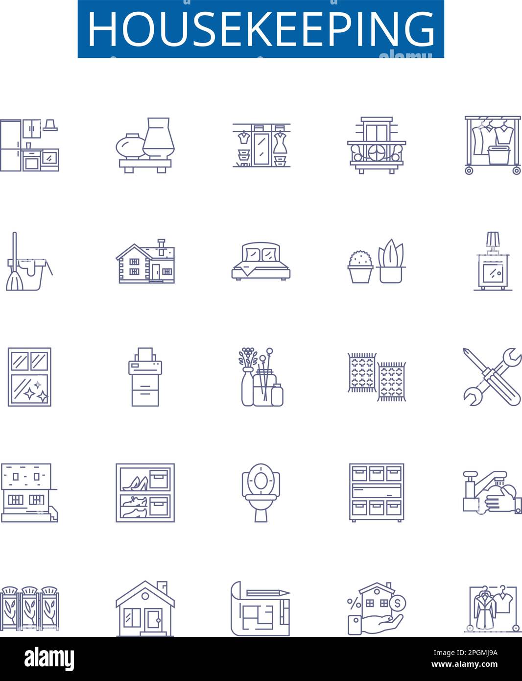 Housekeeping line icons signs set. Design collection of Cleaning ...