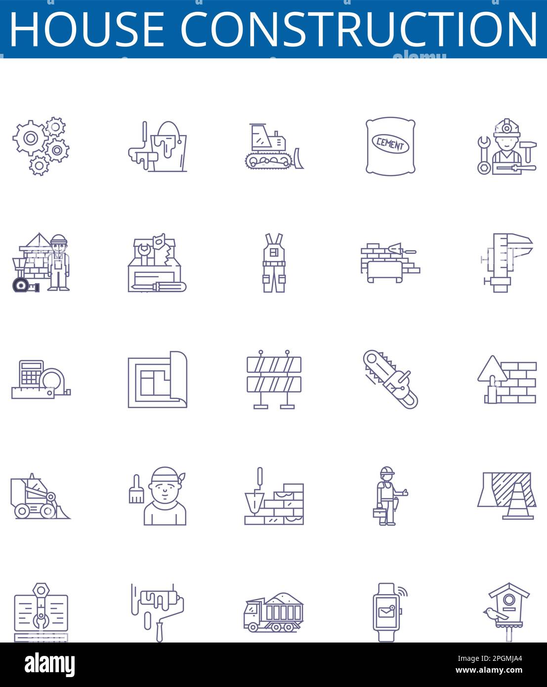 House construction line icons signs set. Design collection of Building ...