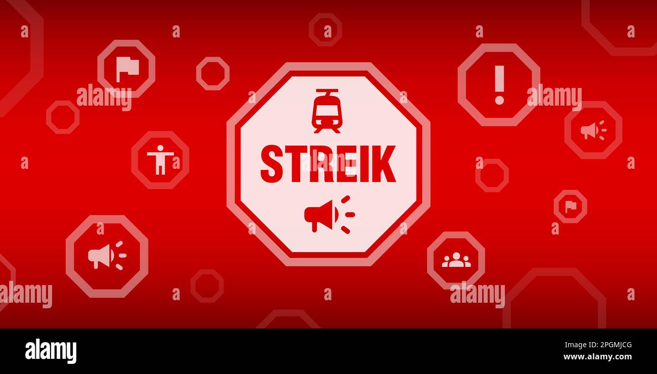 Graphic as symbol image for train strike with icons in vector format ...